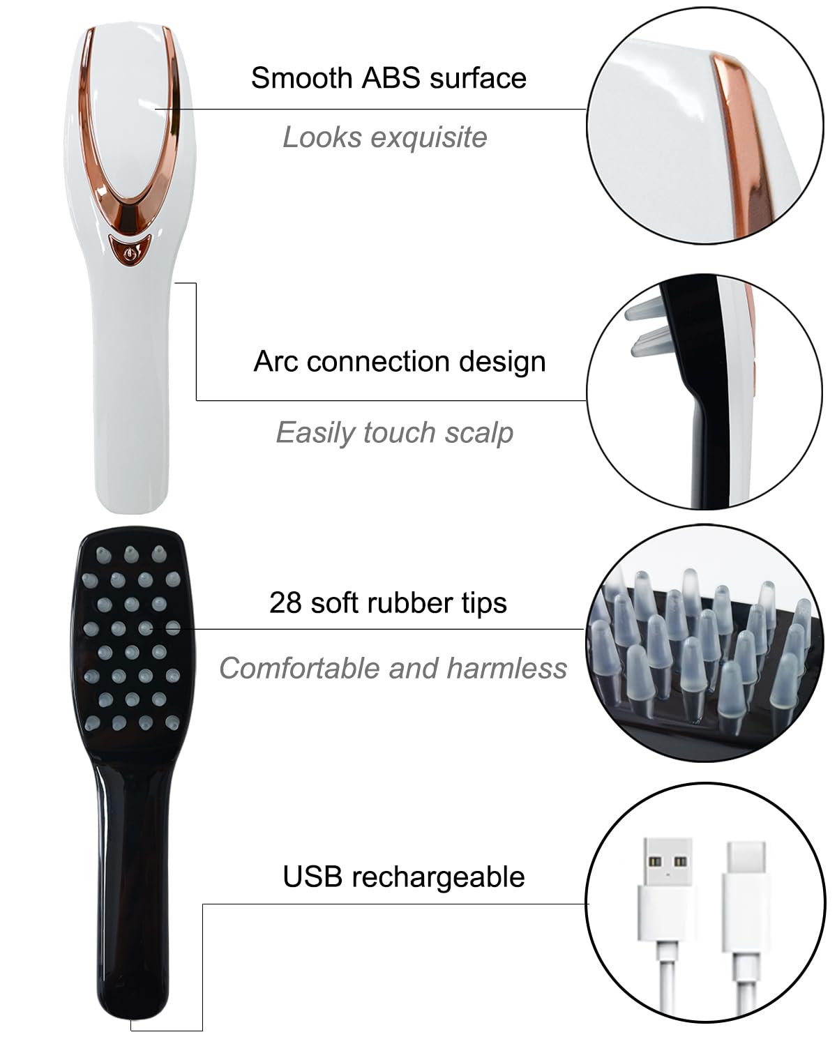 Winyoung Scalp Massager, Electric Scalp Massage Brush, Hair Massage Brush, Electric Head Scratcher, Massage Comb with Soft Rubber