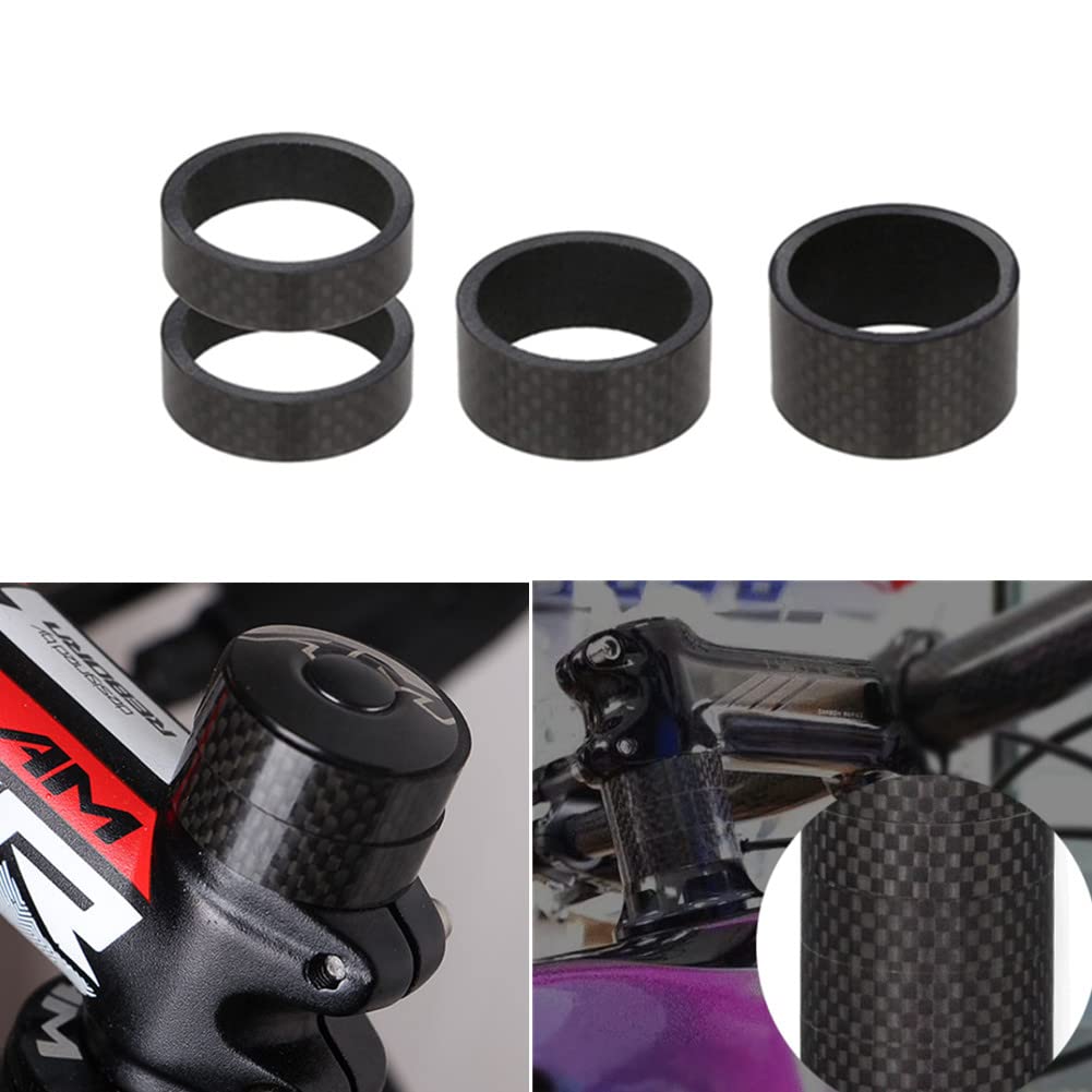 Jilukibo 11 Pieces Bike Carbon Fiber Headset Spacer, 28.8mm Bicycle Front Fork Stem Spacers Washer for Mountain Bike, Road Bike (20 15 10 5 3 2 1 mm, 7 Size)