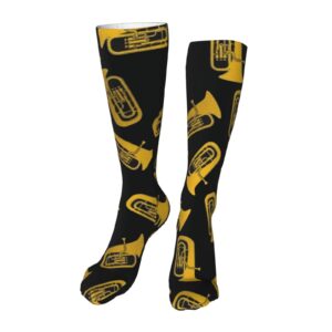 isolated tuba musical instrument athletic socks for men women cushion thick socks daily for running flight travel mountaineering 20 in