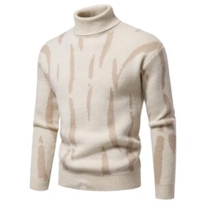 men's slim fit turtleneck pullover sweater knitted thermal basic top long sleeve printed turtleneck wool shirts(khaki,xx-large)