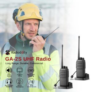 16 Pack Radioddity GA-2S Long Range Walkie Talkies for Adults UHF Two Way Radio Rechargeable with Micro USB Charging + Radioddity PC002 USB Programming Cable Plug and Play