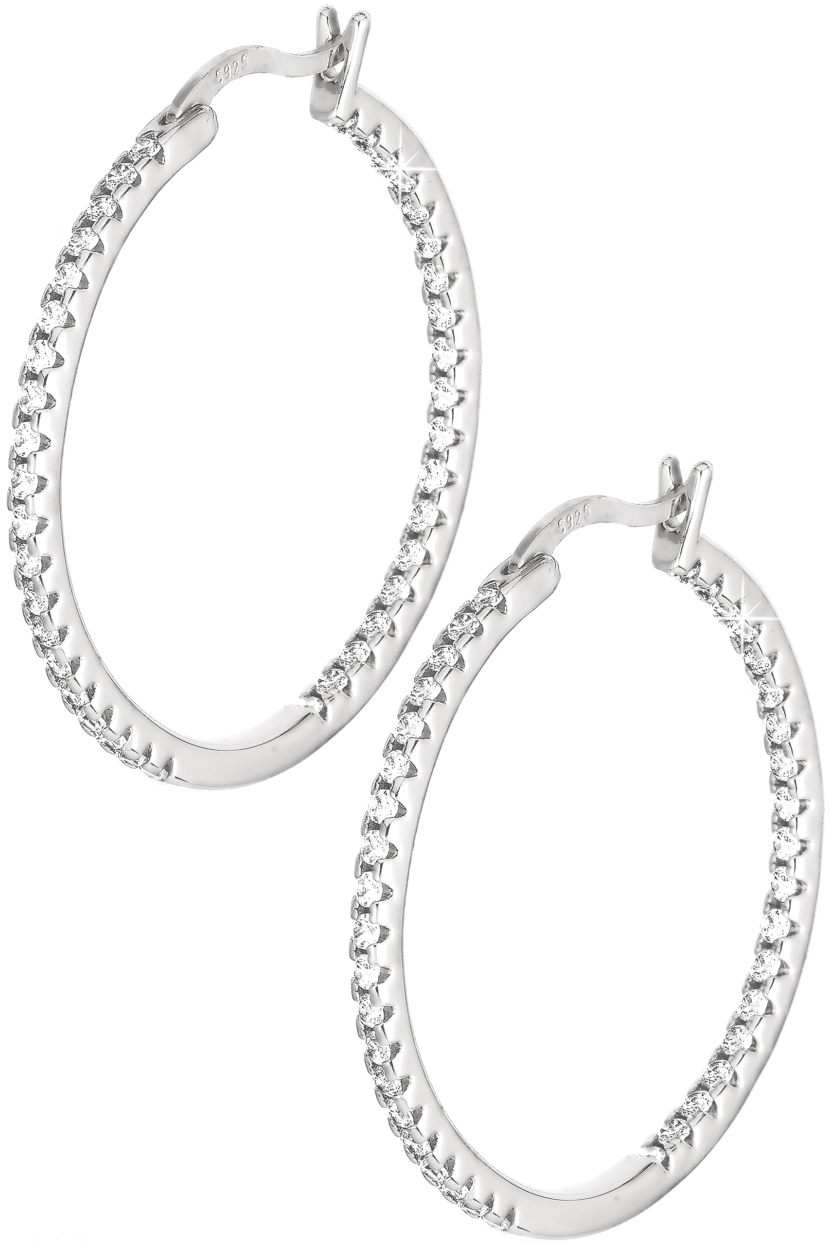 LUXSTRA CZ Gold Hoop Earrings,Solid 925 Sterling Silver Post,Cubic Zirconia Pave Hoop Earrings,18K Yellow, Rose, White Gold Filled Hoop Earrings,15, 20, 30mm, Gold Hoops Christmas, Cubic Zirconia