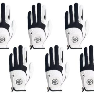 SIMPLE SYMBOL Men's Golf Glove Premium Synthetic Leather,Net Fabric,Stable Grip,Six Pack Value Left Hand Right Hand（Left is Wear on Left Hand,Right is Wear on Right Hand）(Black,S,Left)