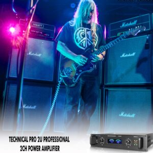 Technical Pro 6000 Watts Professional Portable PA System, 2 Channel Digital Stereo Power Amplifier with Dual Cooling Speed Fans for Home Speaker System