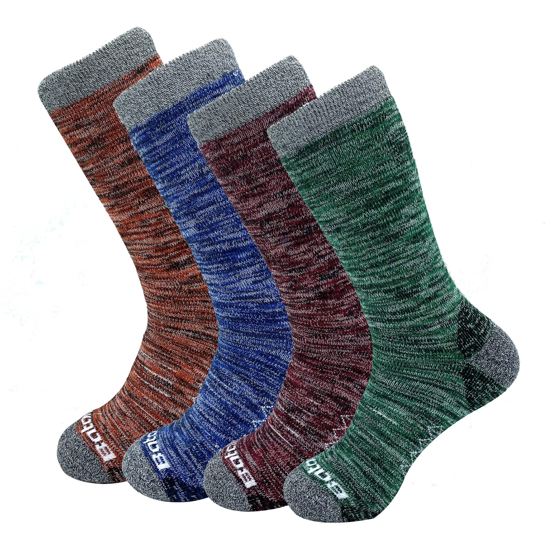 bataidis Hiking socks with Full Cushioned,Thicker,Warmer and more Breathable Men's Outdoor Hiking Running Socks 4 Pairs of Crew Socks for Men.Size in Large