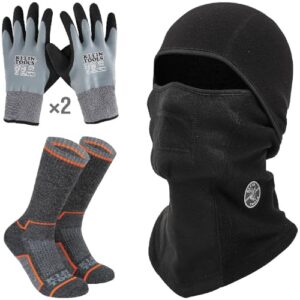 klein tools standard winter kit with fleece balaclava, black, x-large