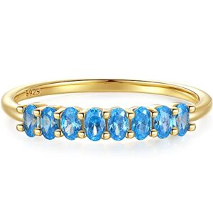 blossom & hue oval cluster stackable ring | size 8 | minimalist blue gemstone | 18k gold plated .925 sterling silver | small stacking ring | gift for her