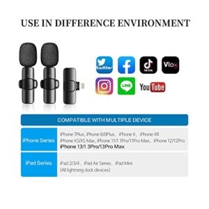 Jisile Wireless Microphone for iPhone iPad, Professional Wireless Lavalier Microphone for Video Recording, Clip On Lapel Mic for Podcast/YouTube/Interview/Vlog/Presentation/Facebook Live