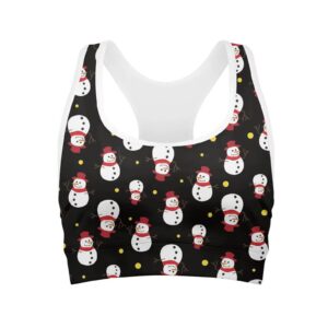 forchrinse cute snowman women’s christmas sports bra soft seamless workout yoga bras crop tank top