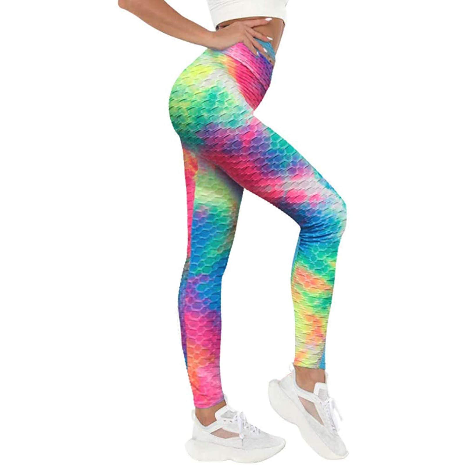 Women's Sexy Leggings Tie Dye Plus Size High Waist Scrunch Bubble Butt Lift Workout Anti Cellulite Yoga Pants