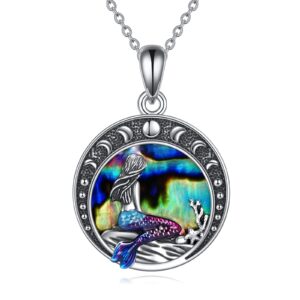 luhe mermaid gifts necklace jewelry gifts sterling silver sea mermaid crescent moon pendant necklace christmas birthday gifts jewelry for women