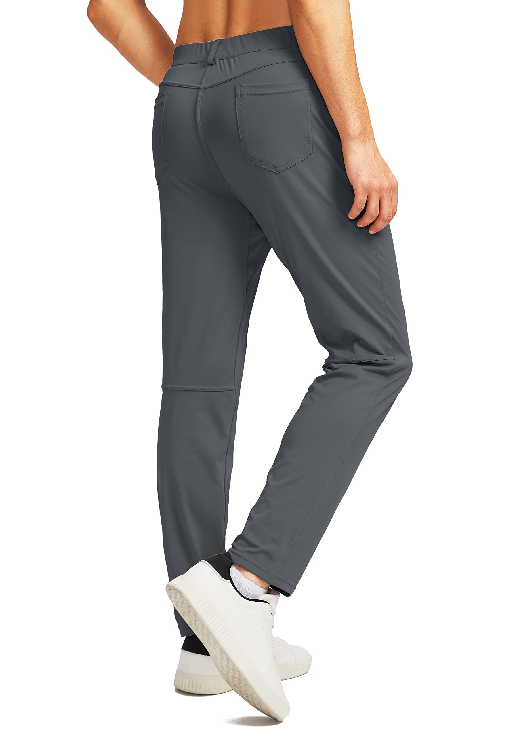 Men's Stretch Golf Pants with 6 Pockets Slim Fit Dress Pants for Men Travel Casual Work (Ink Grey, L)