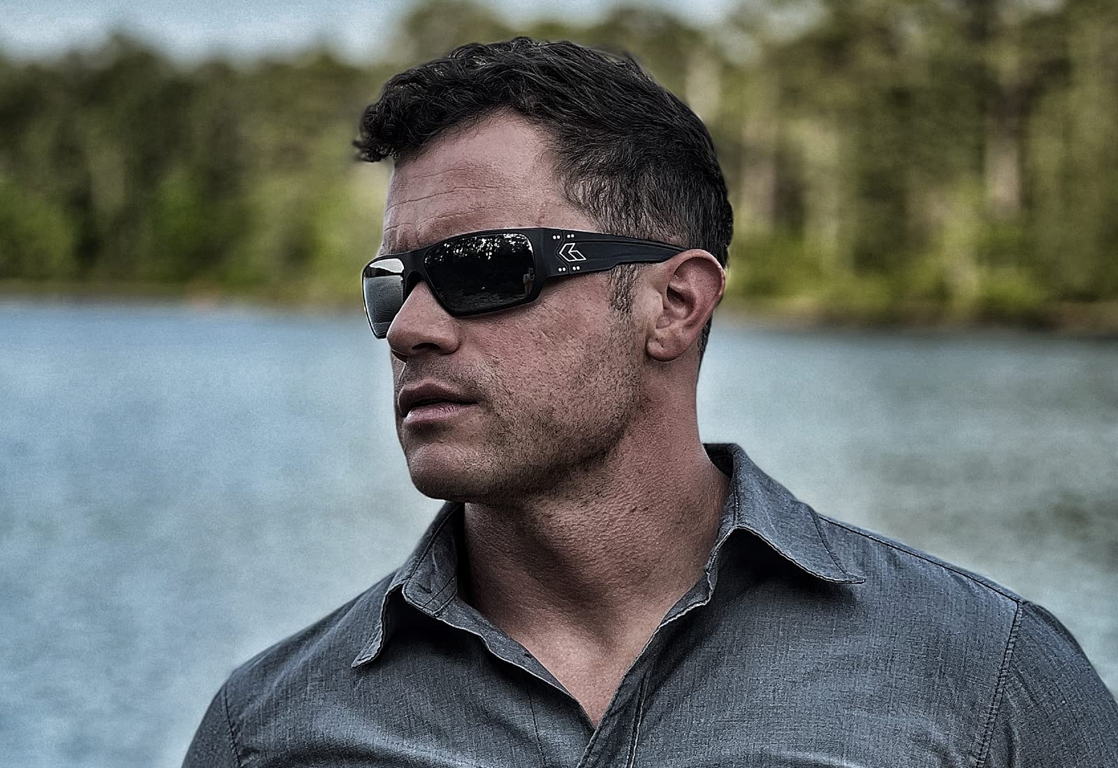 Gatorz Eyewear Specter Sunglasses - Black Aluminum Frame with Blackout Logo Smoked Digitally Optimized Polarized Lens