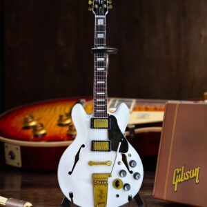 AXE HEAVEN Alex Lifeson Signature ES-355 Gibson Alpine White Miniature Guitar Model, 10"L x 4"W x 3"H"