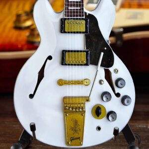 AXE HEAVEN Alex Lifeson Signature ES-355 Gibson Alpine White Miniature Guitar Model, 10"L x 4"W x 3"H"