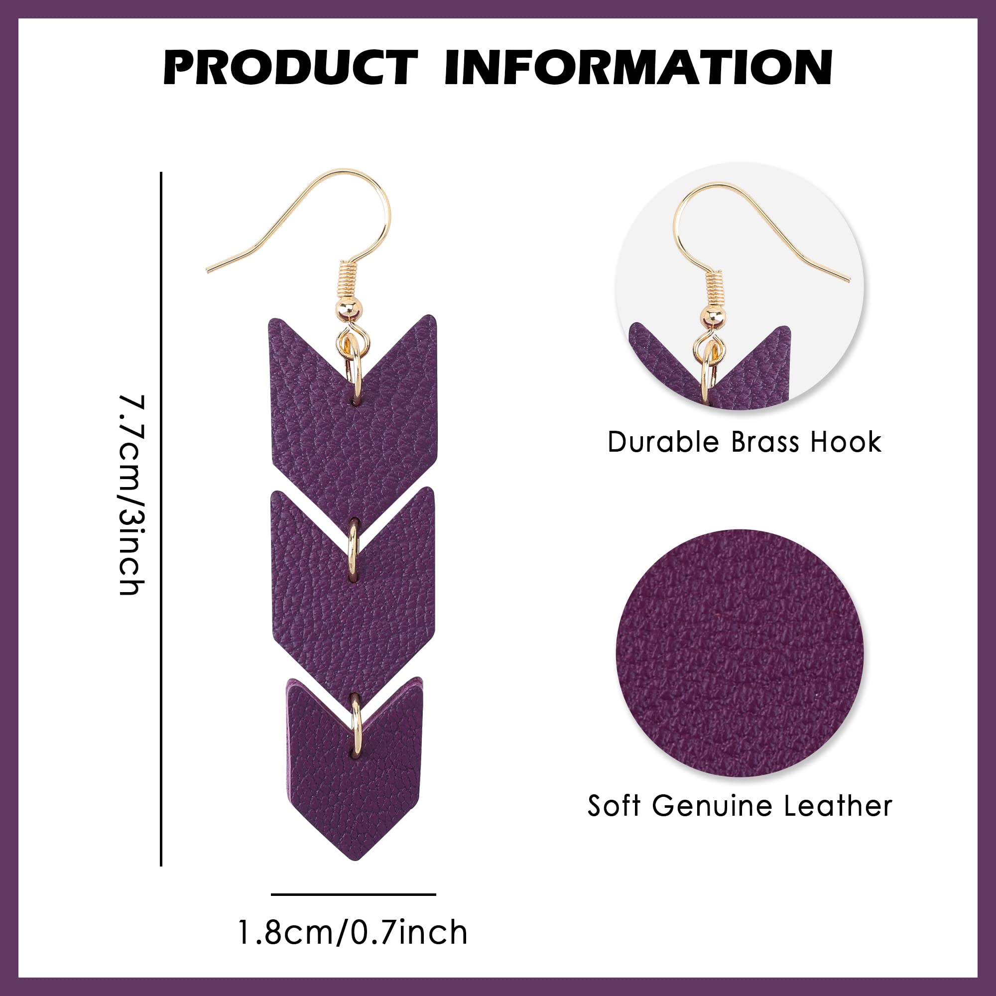 URIZZD Dangle Earrings for Women, Hypoallergenic Earrings Drop Trendy Gift for Her (Purple)