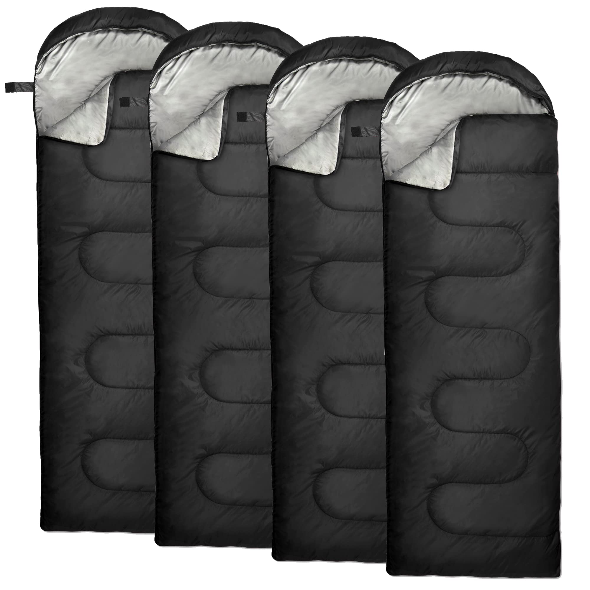 10 Pack Sleeping Bags for Adults Cold Weather Bulk for Homeless People, 4 Seasons Warm or Cold Lightweight Indoor Outdoor Backpacking, Camping (All Black Pack)