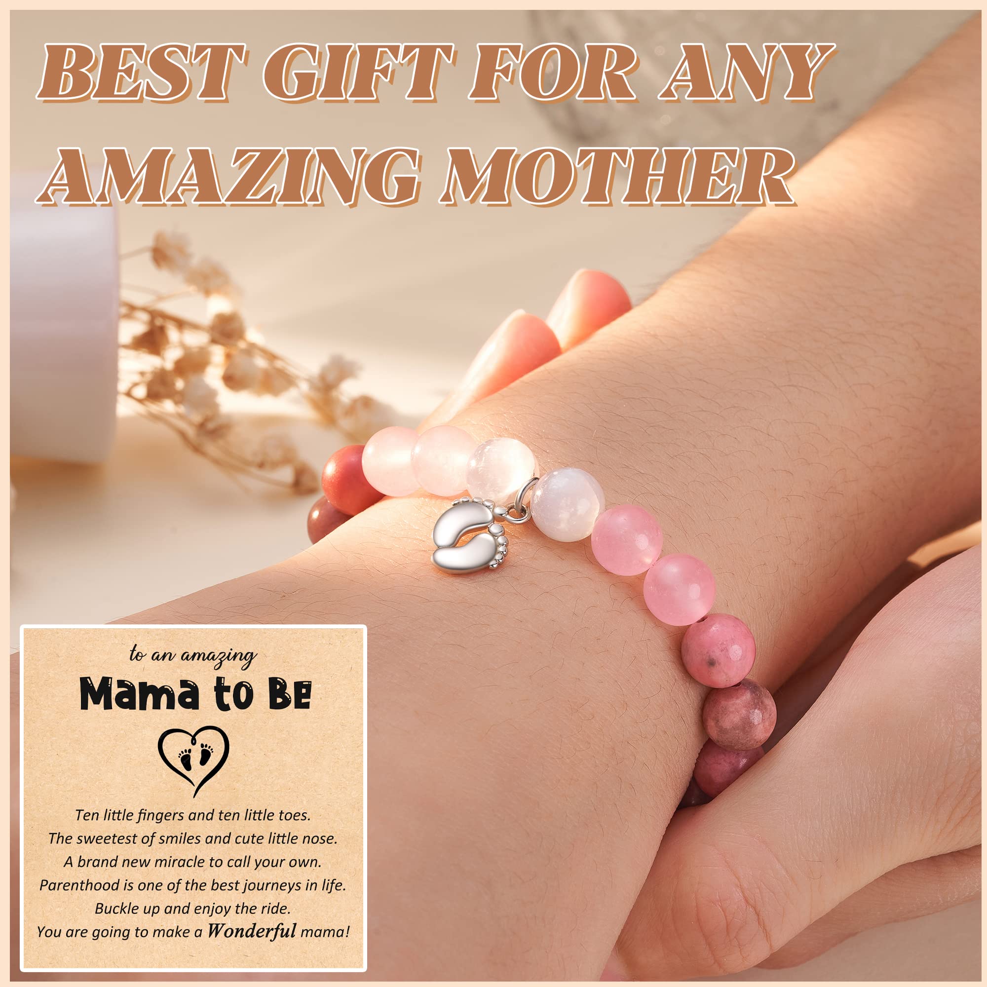 Jeka First Mothers Day Gifts, Mom to Be Gift, New Mom Gifts - Mama Bracelet for Women, Pregnancy Gifts for First Time Moms, Jewelry Gifts for Pregnant Women Wife, Expecting Mom Gifts