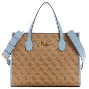 GUESS Silvana Small Tote, Latte Logo/Slate