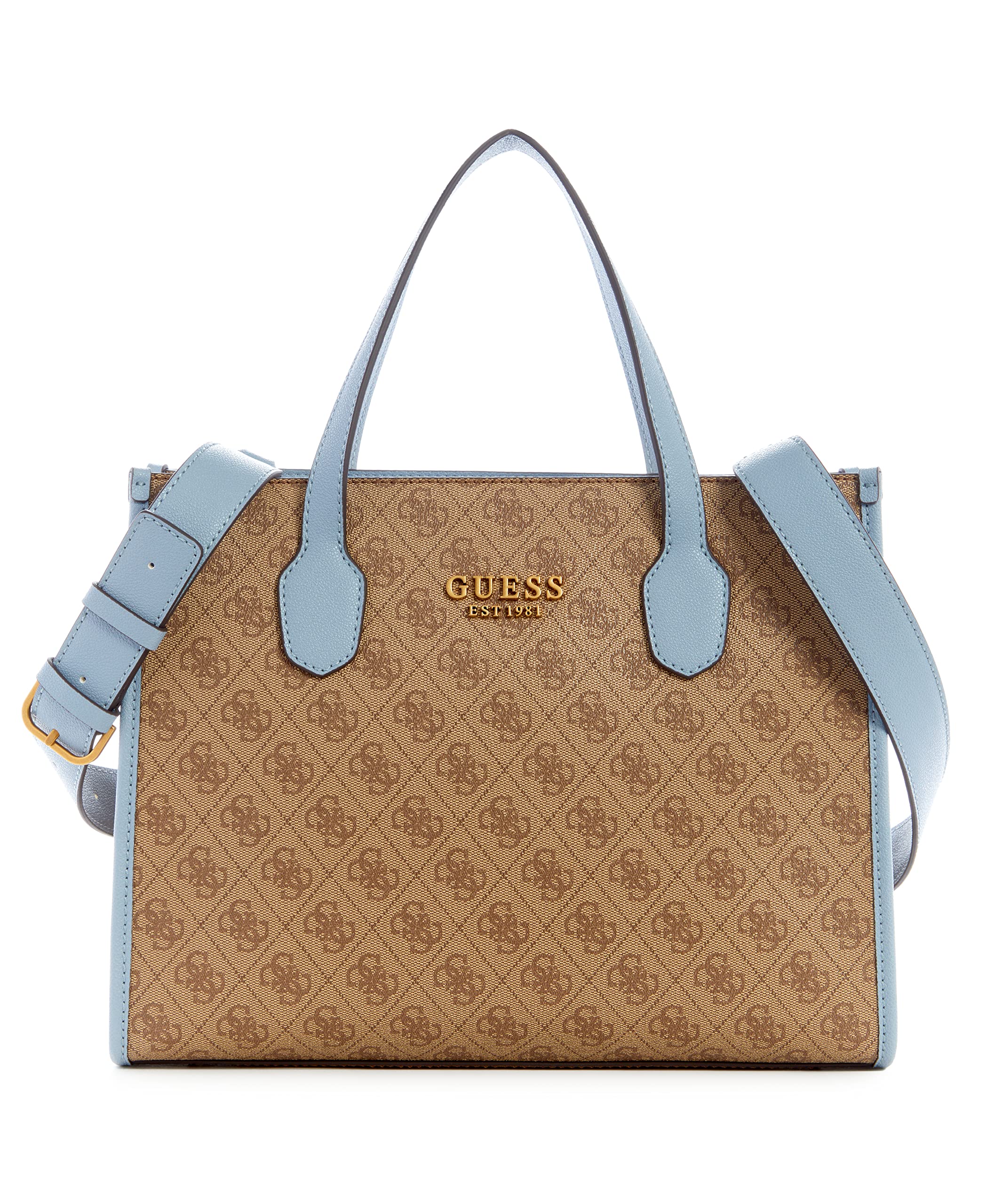 GUESS Silvana Small Tote, Latte Logo/Slate