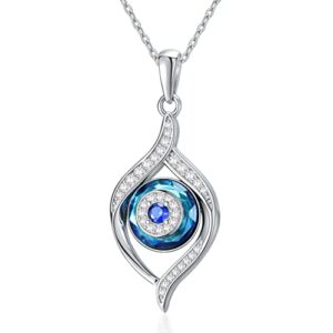 vonala evil eye necklace sterling silver evil eye pendant necklace for women blue eyes necklace luck amulet ojo turco jewelry gift for women daughter mother