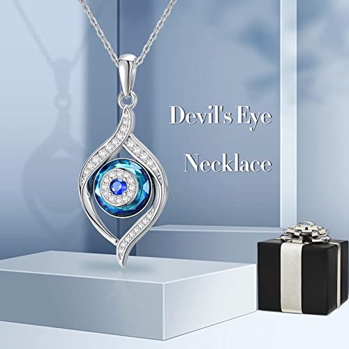 VONALA Evil Eye Necklace Sterling Silver Evil Eye Pendant Necklace for Women Blue Eyes Necklace Luck Amulet Ojo Turco Jewelry Gift for Women Daughter Mother