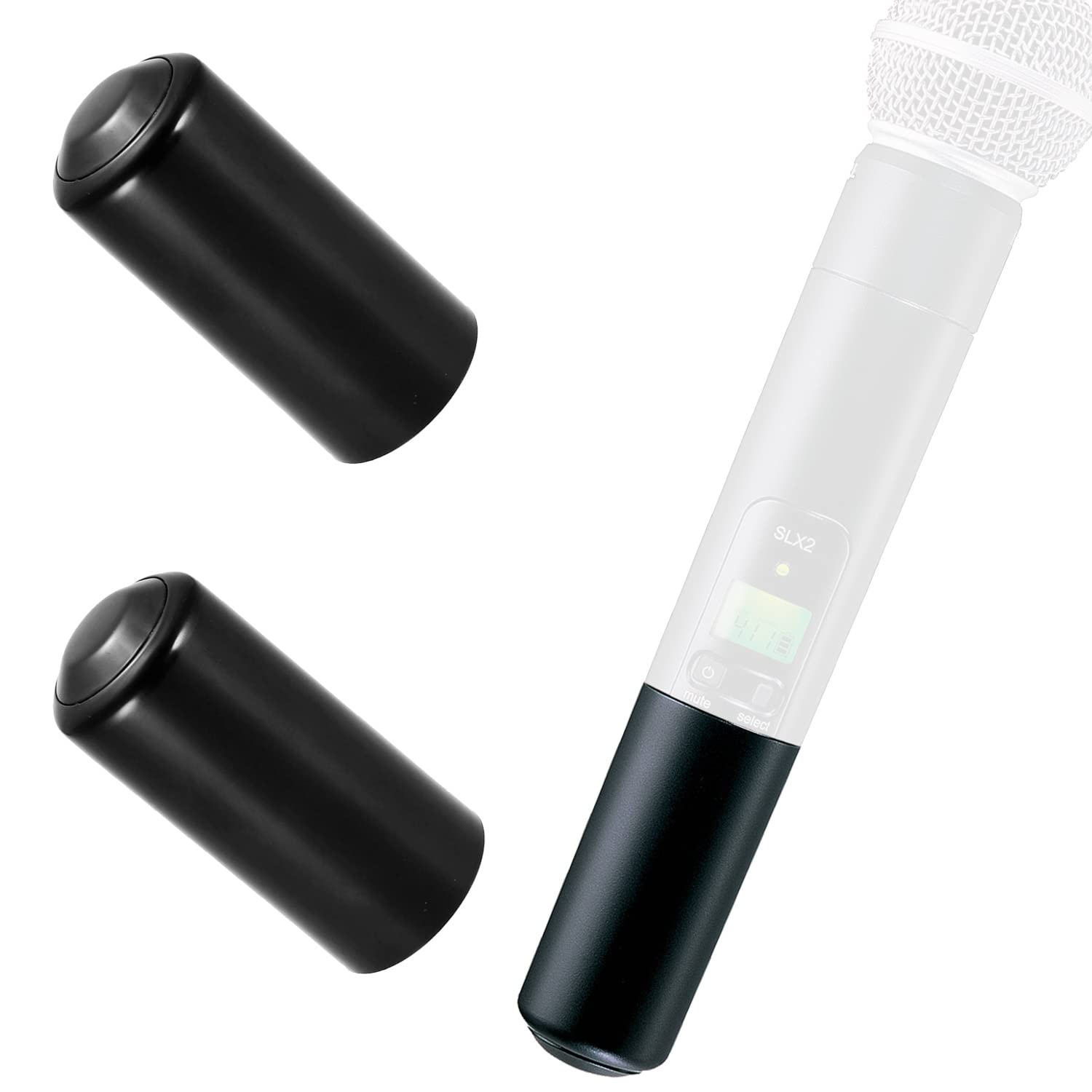 SB58 Microphone Cover Compatible with Shure SLX2 - SM58 BETA 58 PG Wireless Mic Battery Cap Cup, Black 2 Pack