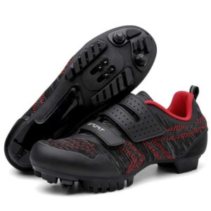 ksloutdoor unisex outdoor sports cycling shoes mtb/mountain men's bike shoes spd women's compatible 2-bolt red size 8/10.5