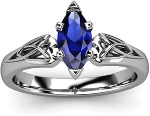 charming creation 3.00 ct marquise cut blue sapphire engagement wedding band ring for women's 14k white gold finish (9)