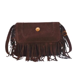 vintage western cowgirl style fringe crossbody bags country women hobo hippie grunge tassel faux suede shoulder bags (coffee,one size)