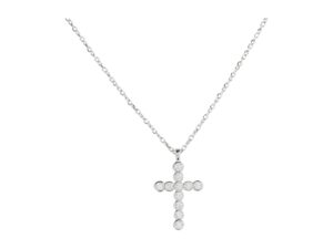 kendra scott cross crystal pendant necklace - unisex necklace - 14k gold-plated brass - linked chain necklace rhodium white crystal one size one size