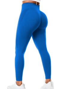 voyjoy athletic workout scrunch leggings for women high waist seamless gym pants tummy control amplify tights deep blue s