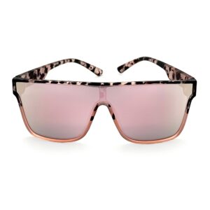 tyte - premium quality oversized sunglasses, stylish sunglasses with big mirrored lenses, anti fogging sunglasses for sports, skiing, snowboarding & more, tortoise/pink