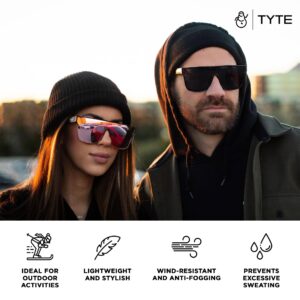 TYTE - Premium Quality Oversized Sunglasses, Stylish Sunglasses with Big Mirrored Lenses, Anti Fogging Sunglasses for Sports, Skiing, Snowboarding & More, Tortoise/Pink