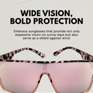 TYTE - Premium Quality Oversized Sunglasses, Stylish Sunglasses with Big Mirrored Lenses, Anti Fogging Sunglasses for Sports, Skiing, Snowboarding & More, Tortoise/Pink