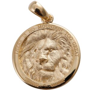 seidayee there is no mountain too great necklace lion king head with 10k real solid gold, platinum men and women pendant original design (10k yellow gold s)