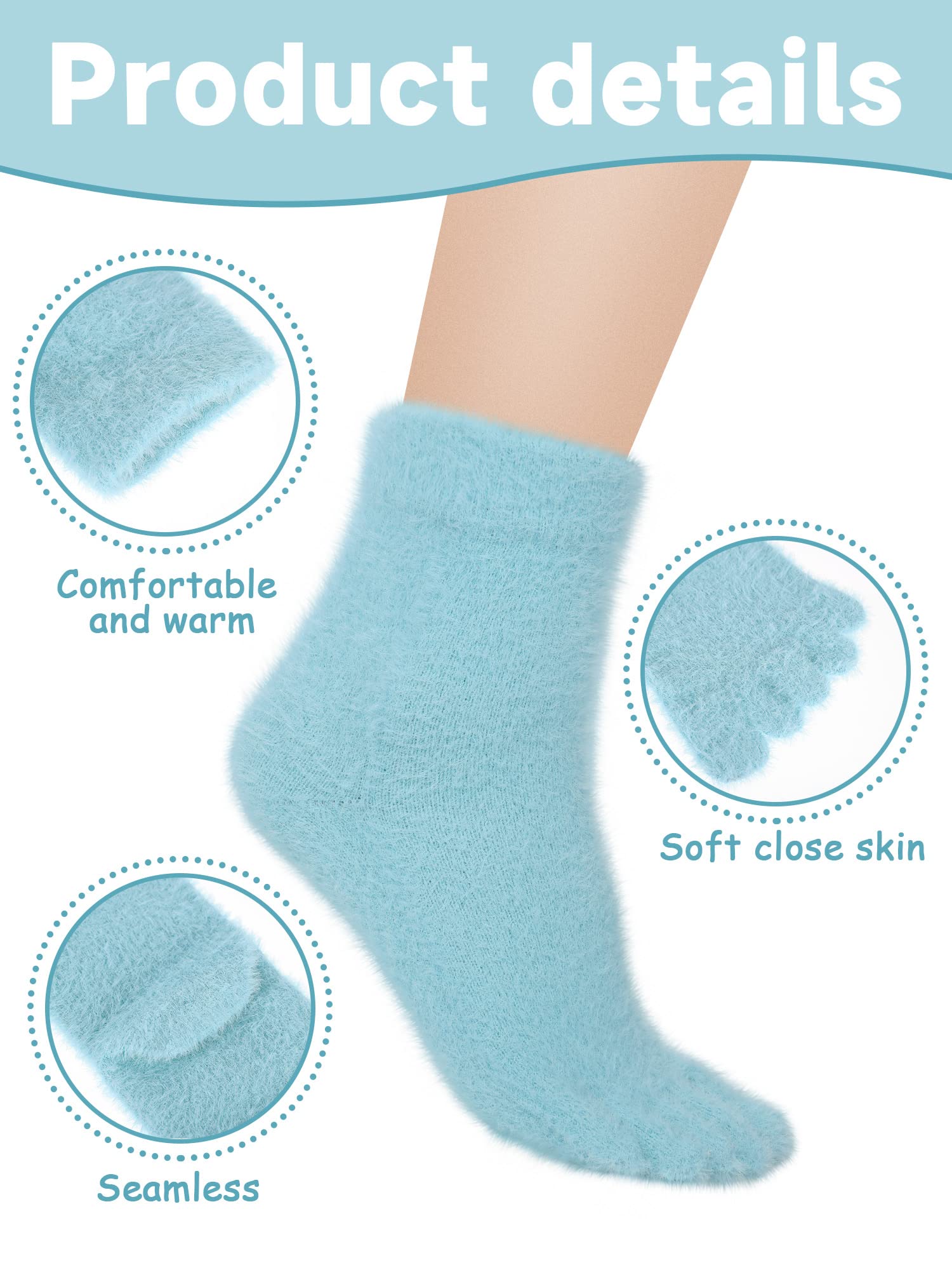 Bencailor 3 Pairs Women Toe Socks Fuzzy Toe Socks Warm Winter Toe Socks Five Toe Socks for Women Men, Size 5-8(Green, Blue, White)