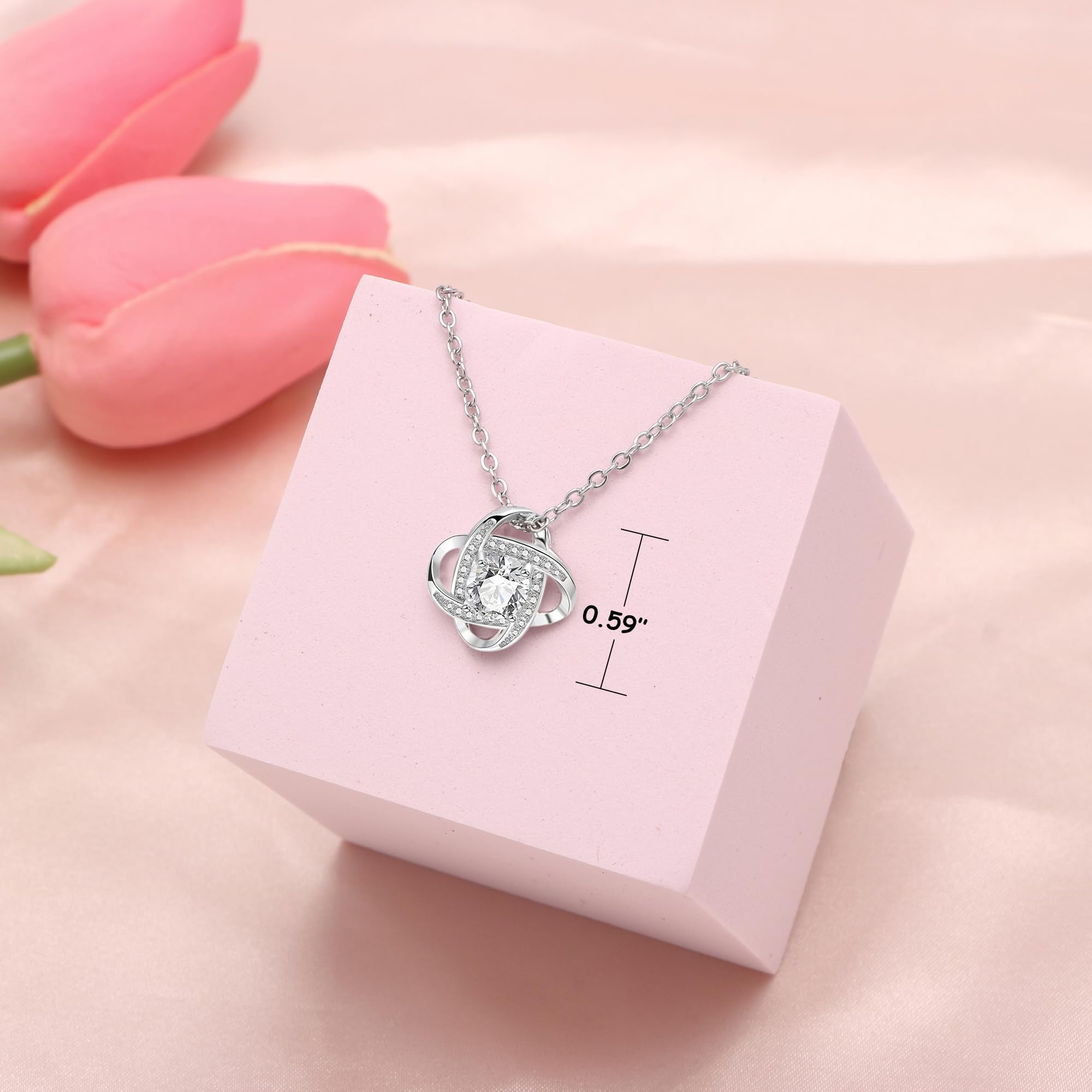 JoycuFF Gifts for Sister Birthday Necklaces from Sister Wedding Christmas Jewelry Love Kont Cubic Zirconia Pendant