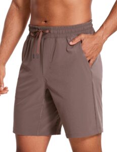 crz yoga men's linerless workout shorts - 9'' quick dry running sports athletic gym shorts with pockets brown rock medium