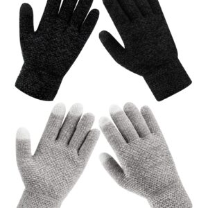 ONESING 2 Pairs Winter Gloves for Women Warm Womens Gloves with Touchscreen Fingers Knit Winter Gloves for Cold Weather