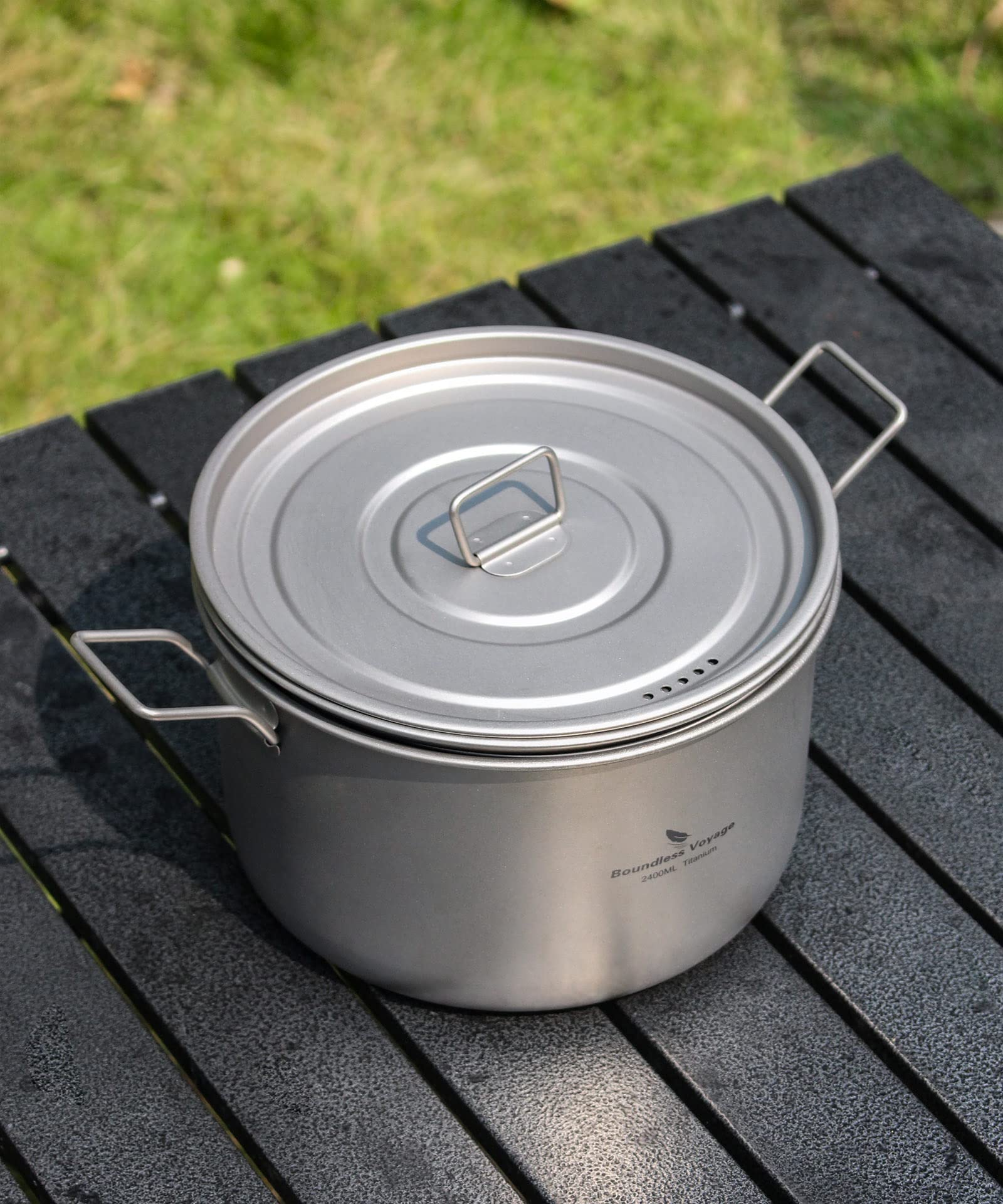 Boundless Voyage Camping Cookware Lightweight Cooking Pot Set Titanium Pot Portable for Outdoor Cooking Traveling Hiking Trekking Backpacking, 1-5 Person (2.4-Pot)