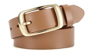 chaoren womens belts for jeans - brown leather belt women 1.3" width - genuine leather crafted by hand