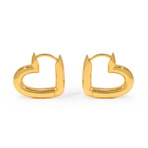 gold heart hoop earrings chunky thick 18k gold plated trendy huggie earrings for women jewelry gifts