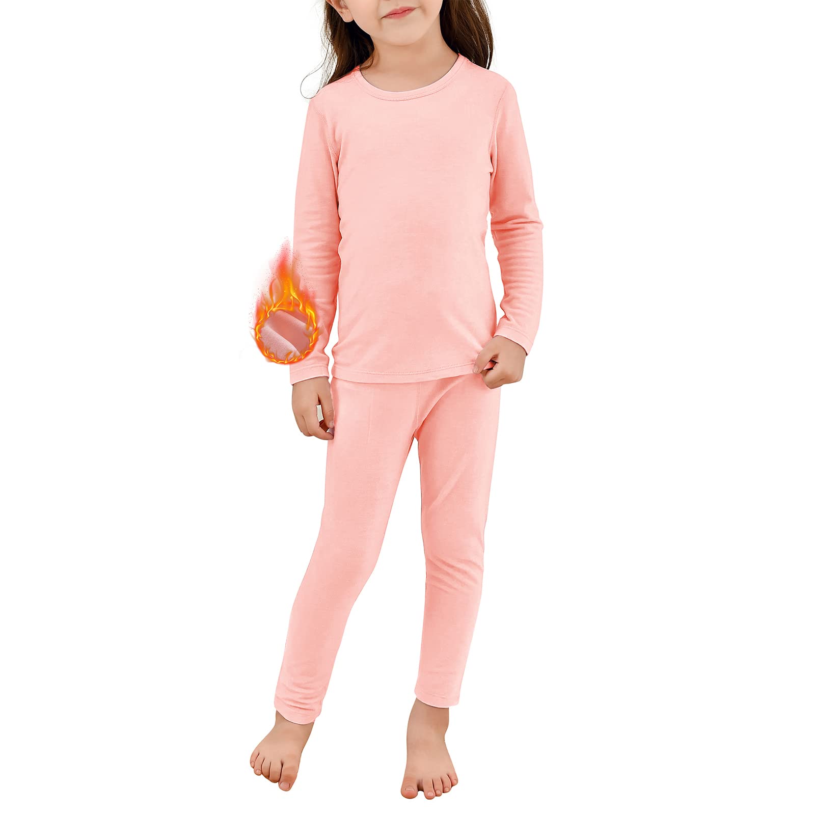 Thermal Underwear for Kids Ski Long John Set Unisex Base Layer Kids Winter Clothes Pink Medium (90) /2T-3T