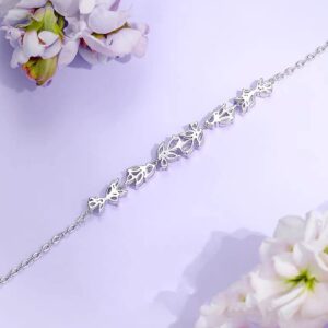 KJDYQ Wedding Gift for Bridesmaid Tiny Zirconia Leaf Bracelet Thank You Gift for Bridesmaid from Bride Tennis Bracelet for Women Prom