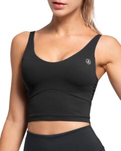 akaso womens longline sports bra tank top padded workout running yoga black