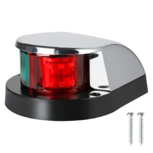 huazu boat navigation light, bow light bi-color led marine navigation light for pontoon, skiff, and small boat (silver)