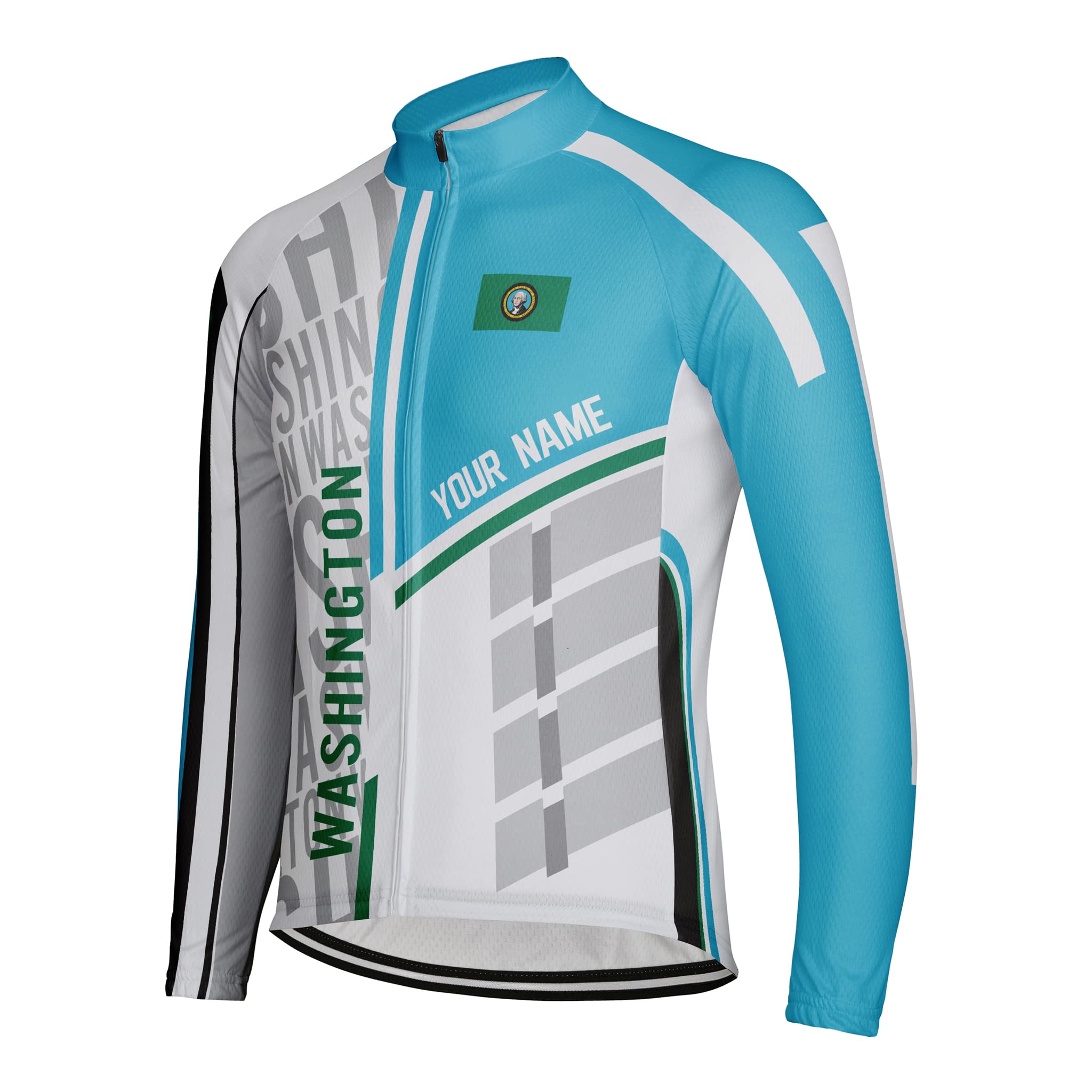 Luisbibe Customized Washington Winter Thermal Fleece Men's Cycling Jersey Long Sleeve (ML100050-1, XXL)