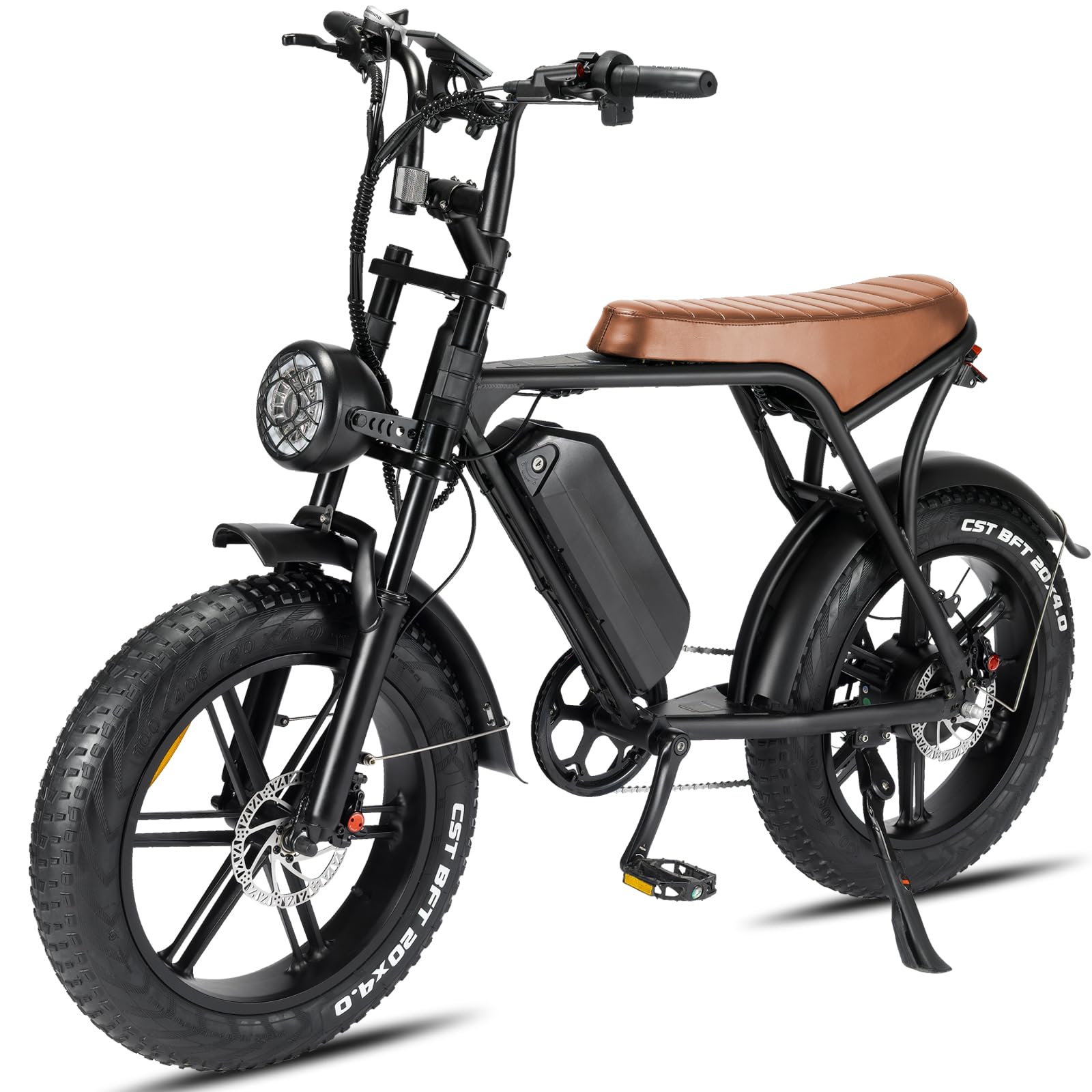 20 inch Electric Bike Adult Electric Bike with 48V 15Ah Removable Battery, Max Speed 28MPH Pedal Snow Bike 20 inch Fat Tire Electric Mountain Bike, Smart Digital Screens,60 Miles Long Range