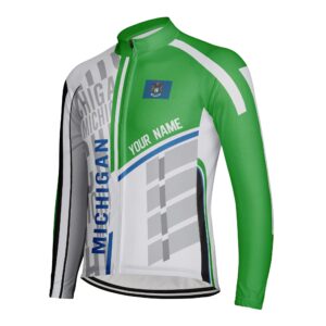 Custom Michigan Winter Thermal Fleece Men's Cycling Jersey Long Sleeve (ML100025-1, XL)